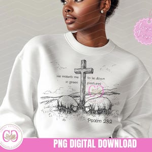 Psalms 23:2 Faith Svg, He Makes Me Lie Down in Green Pasture, Religious ...