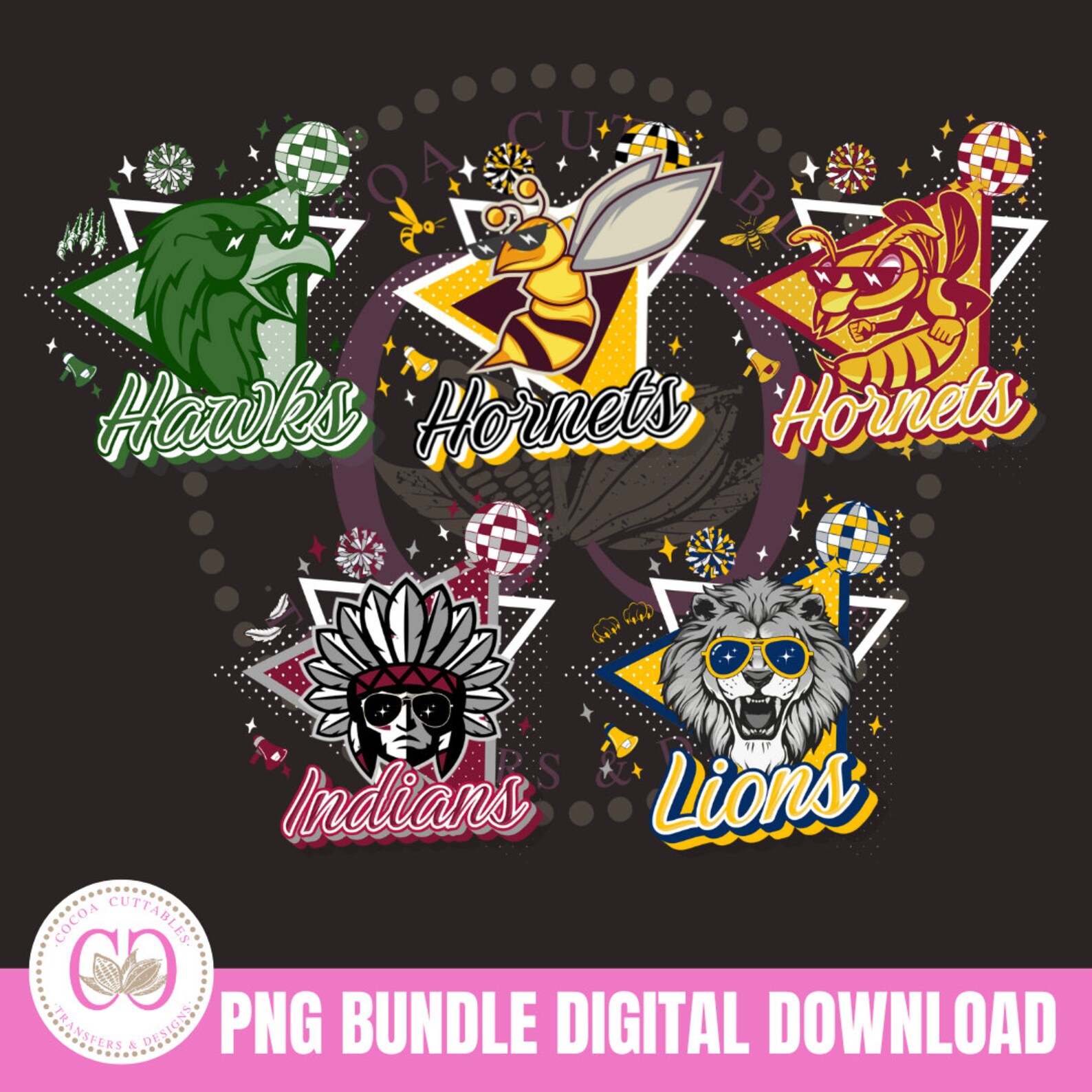 Retro School Mascots High School Mascots Bundle College Mascot School ...