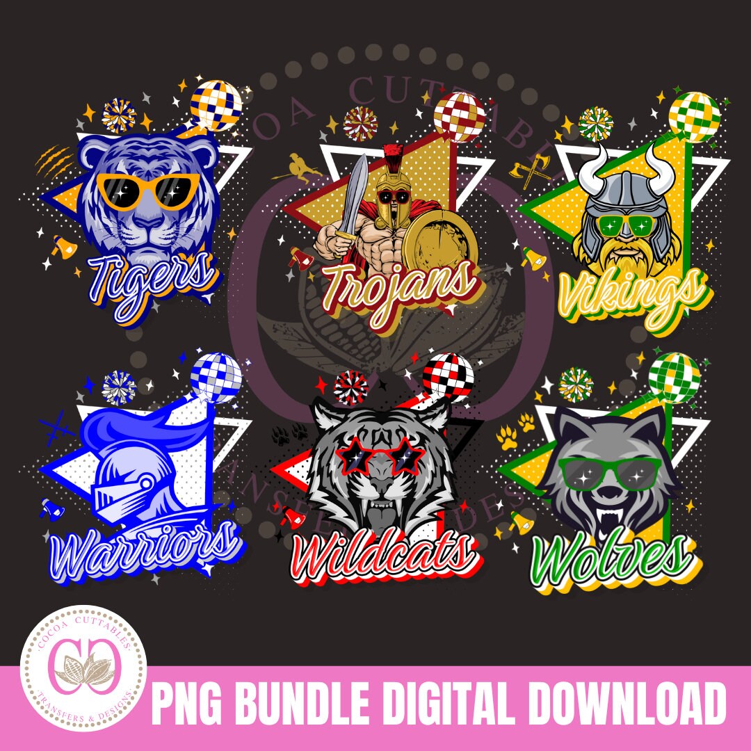 Retro School Mascots High School Mascots Bundle College Mascot School ...