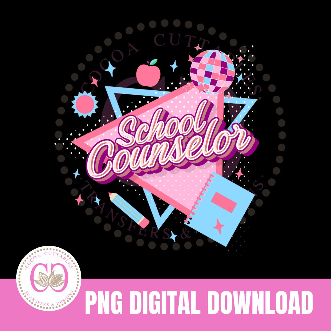 School Counselor Retro Vibes Png, School Counselor Png, Back to School ...