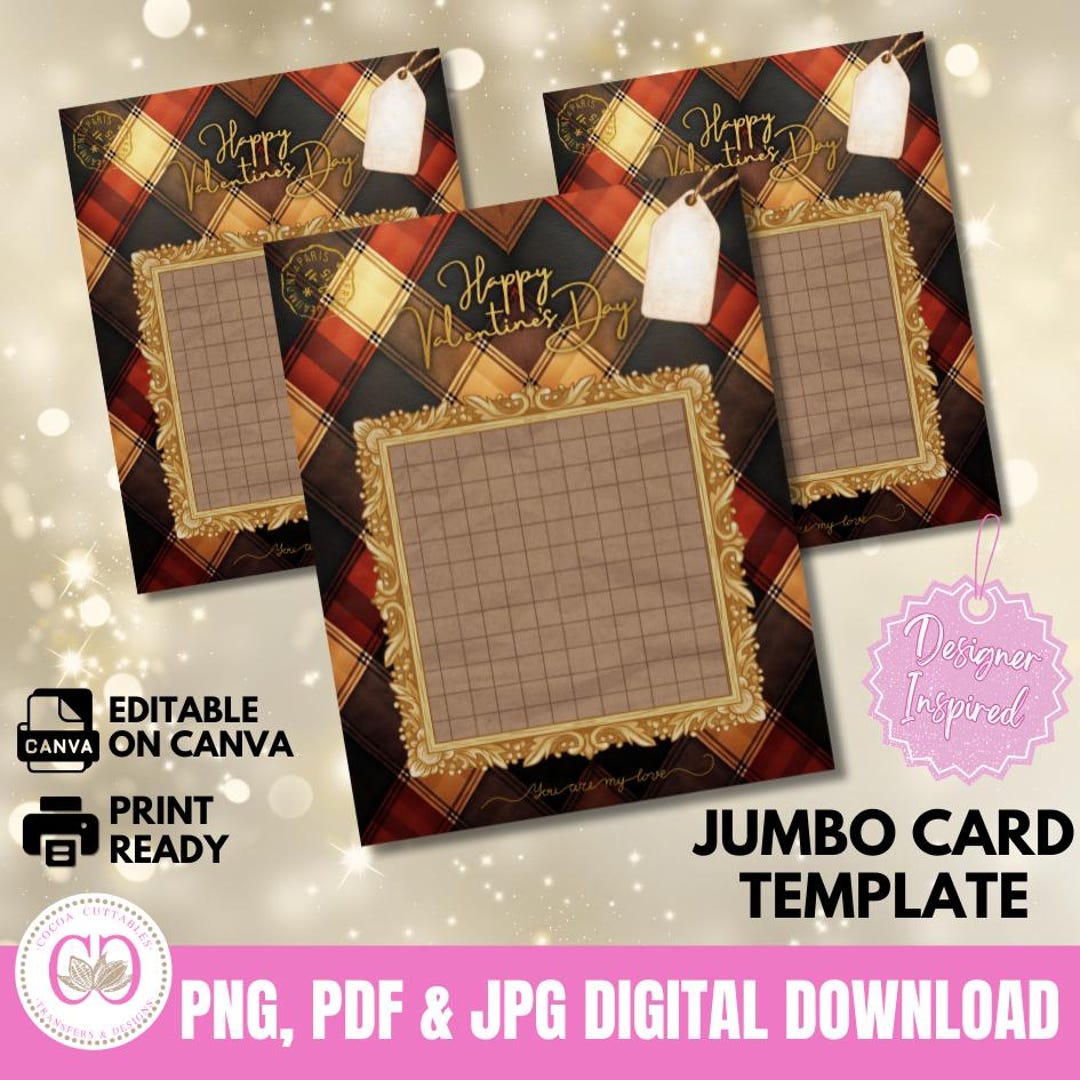 Designer Inspired Valentine's Jumbo Treat Card Templates, Jumbo ...