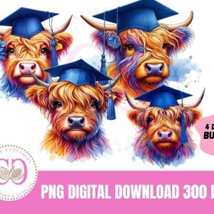 Highland Cow Grad Bundle PNG Digital File - Etsy
