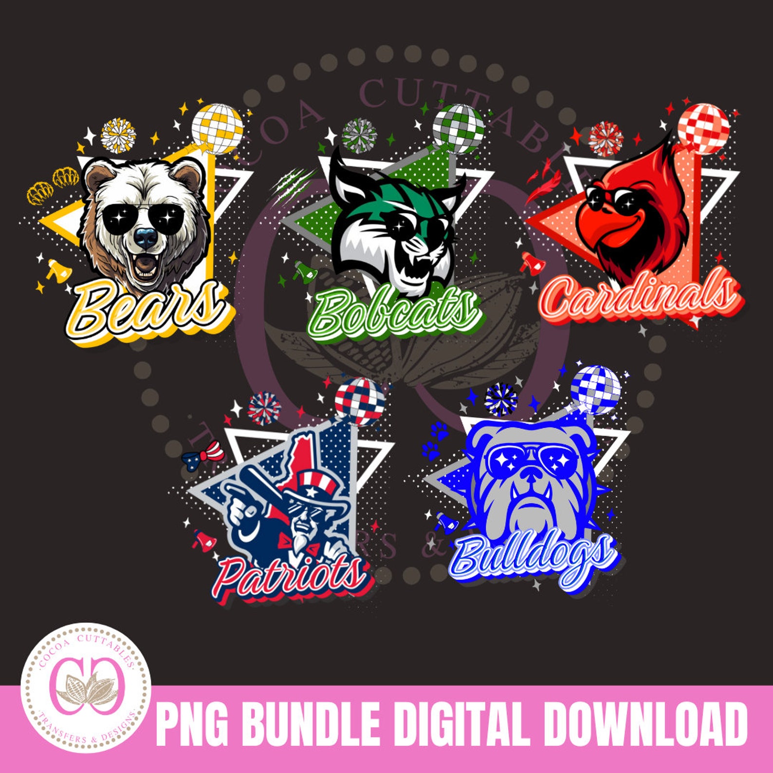 Retro School Mascots High School Mascots Bundle College Mascot School ...