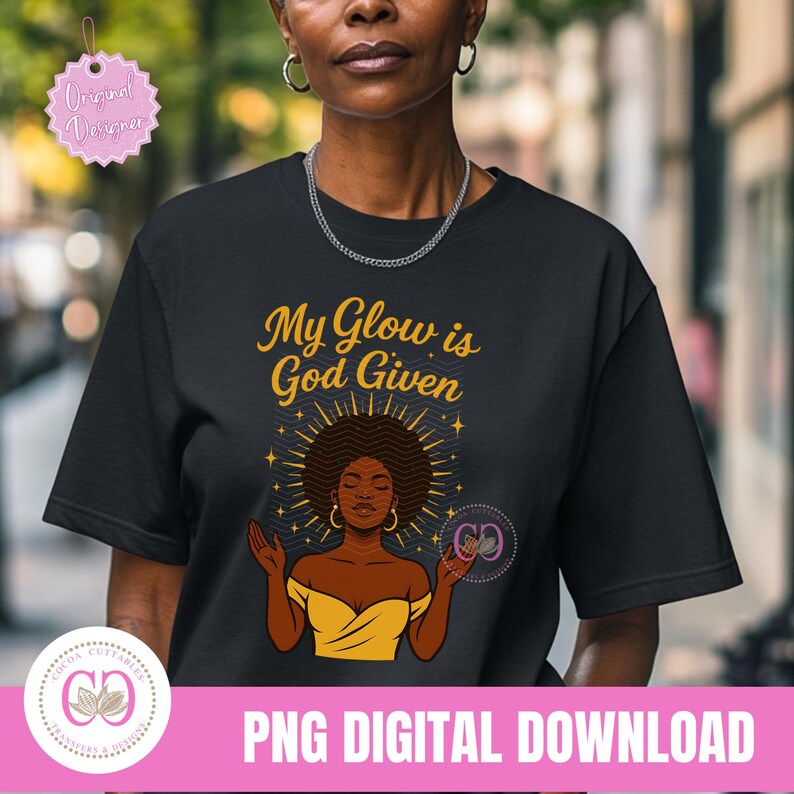 Black Woman Praying Christian Png, My Glow is God-given, Afro American ...