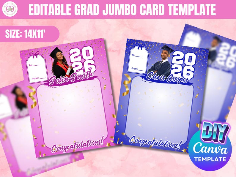 Graduation 2026 Jumbo Card Template, Editable Congratulation Treat Card ...