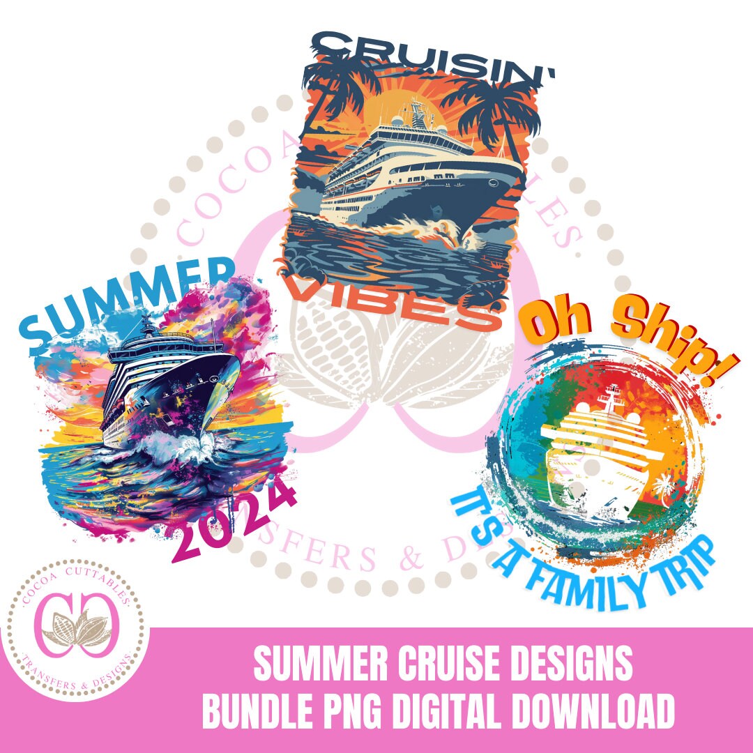 Summer Cruise Designs Bundle Digital PNG, Cruise Life Png, Vacation Png ...