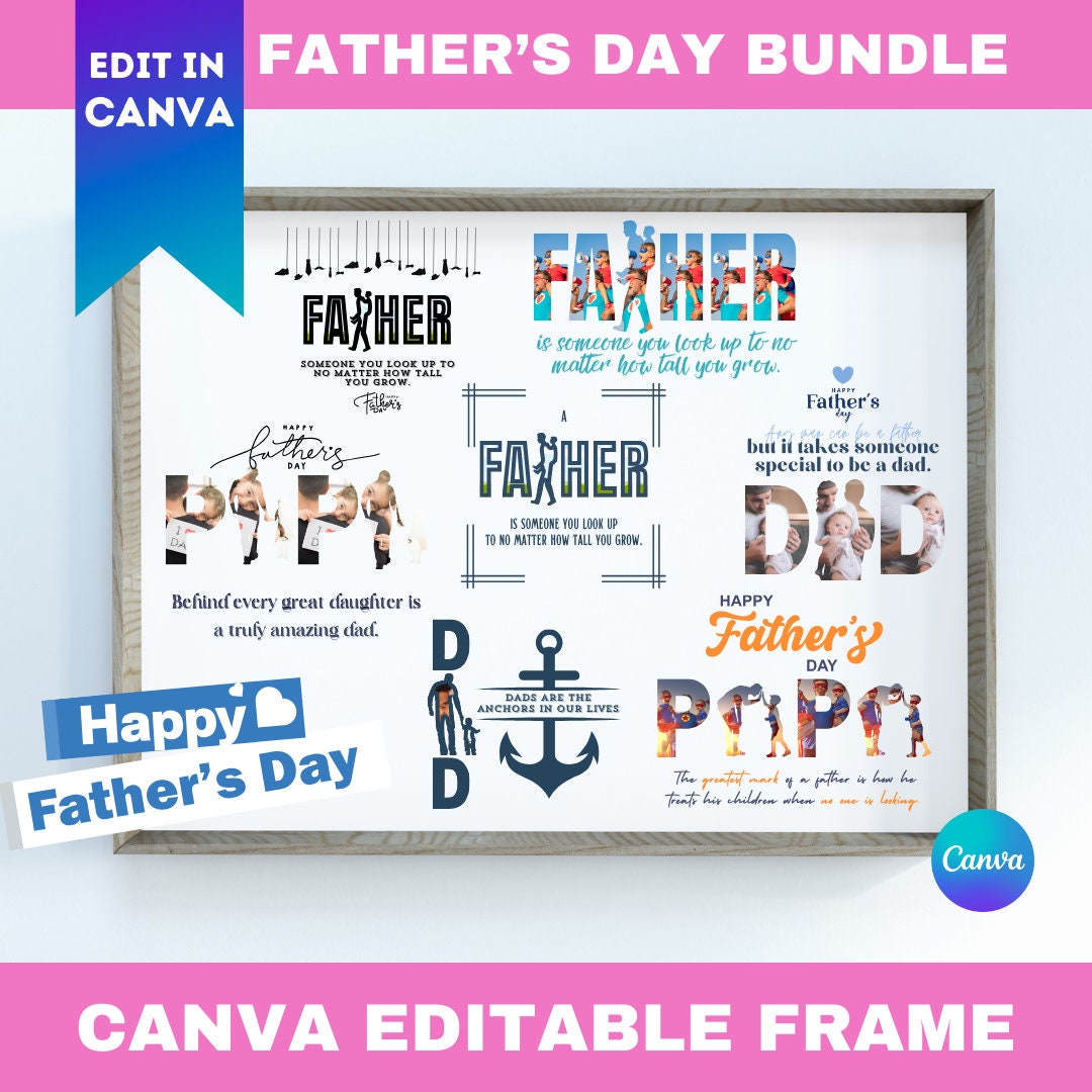 Father's Day Canva Editable Frame Bundle Digital File - Etsy