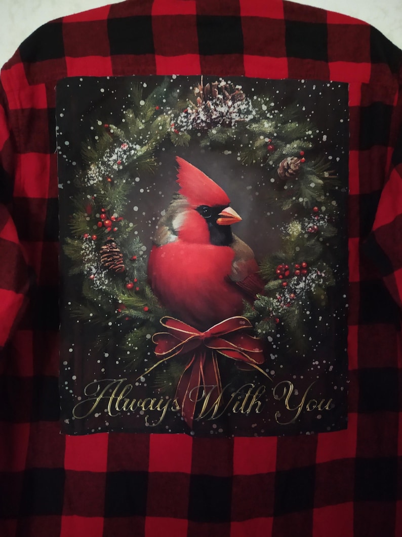 Cardinal Flannel Shirt, Back Patch Memorial Shirt, XL Unisex - Etsy