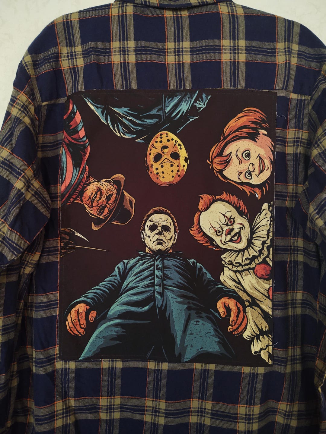 Men's XL Horror Movie Flannel Shirt With Back Patch - Etsy