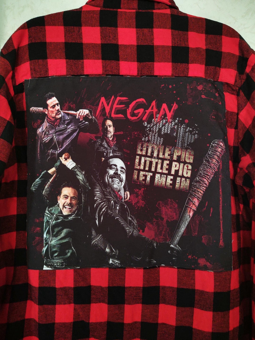 Flannel Back Patch Shirt, Negan Flannel, the Walking Dead Shirt, Negan ...