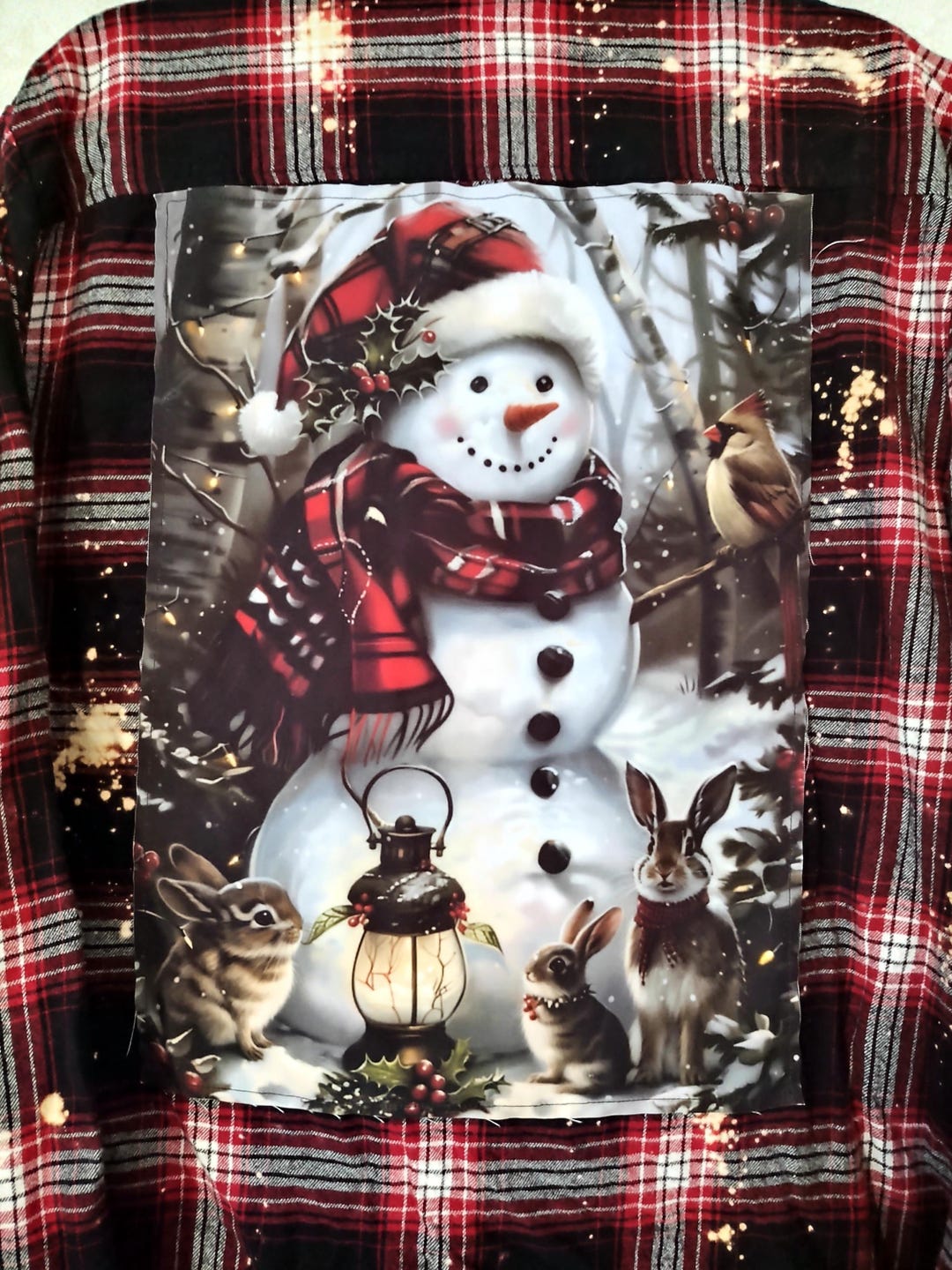 Christmas Flannel Shirt, Bleached Flannel Shirt With Back Patch ...