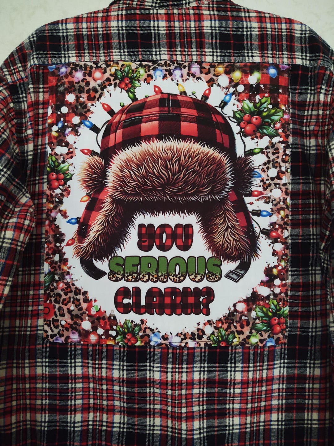 Christmas Flannel Shirt, Flannel Shirt With Back Patch, Christmas Back ...