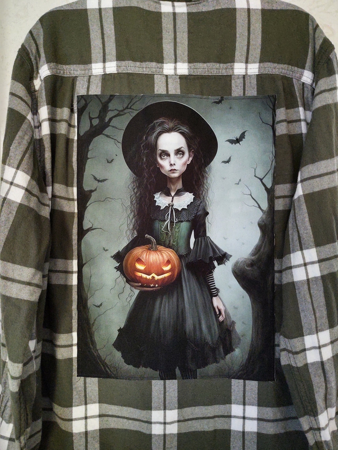 Witch Flannel Shirt, Flannel Shirt With Back Patch, Horror Flannel ...