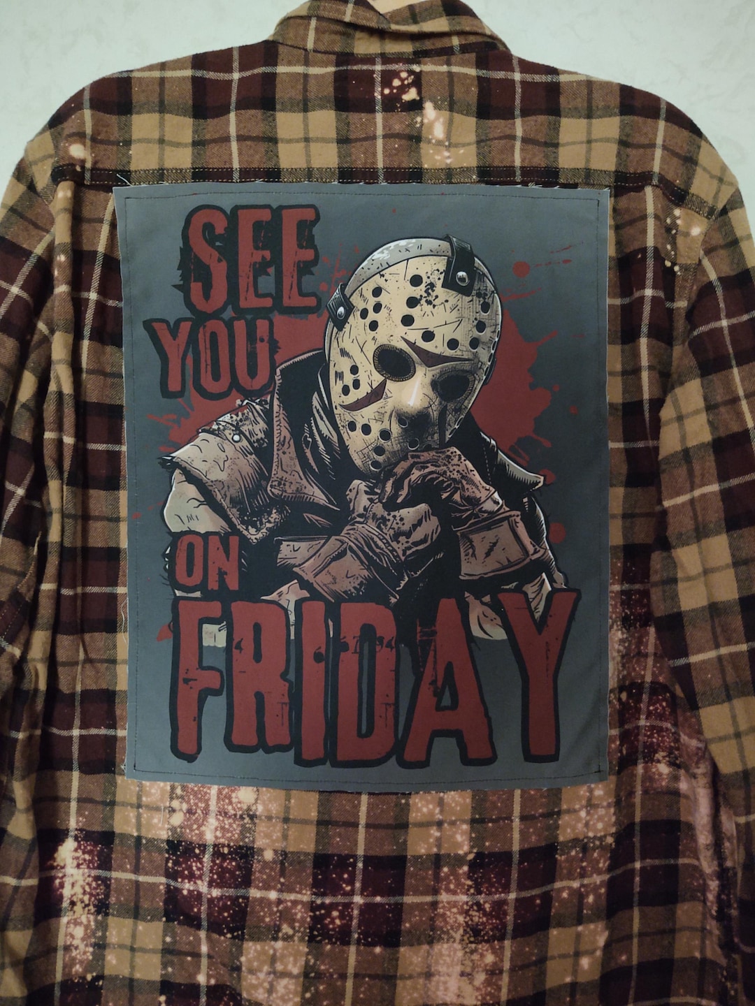 Bleached Jason Voorhees Flannel Shirt - Friday the 13th - Men's Large ...