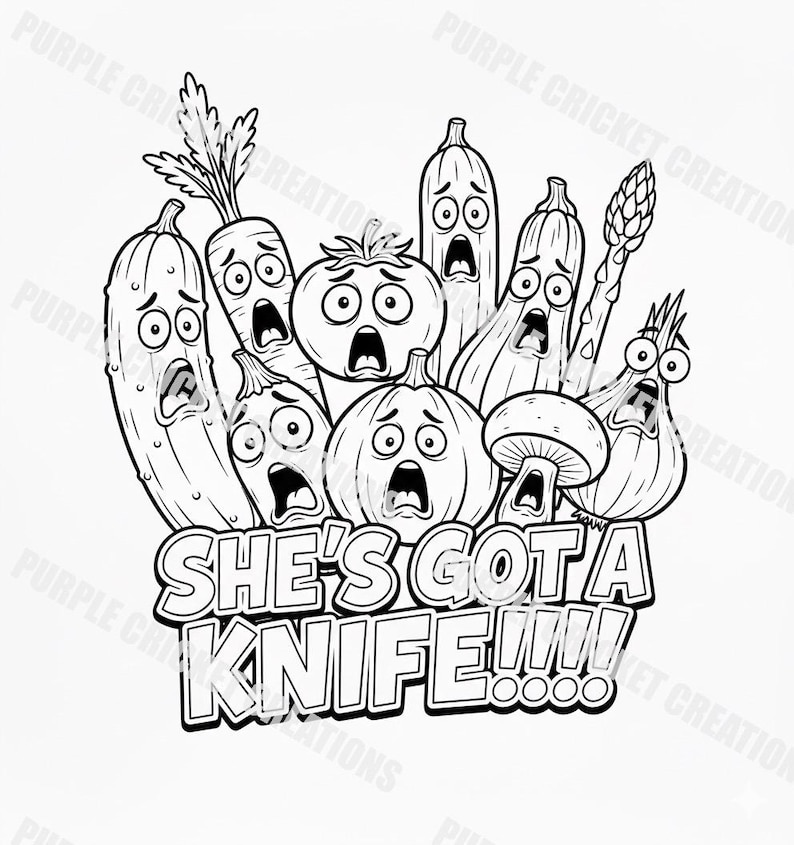 Funny Vegetables SVG PNG, She's Got A Knife, Printable (digital ...
