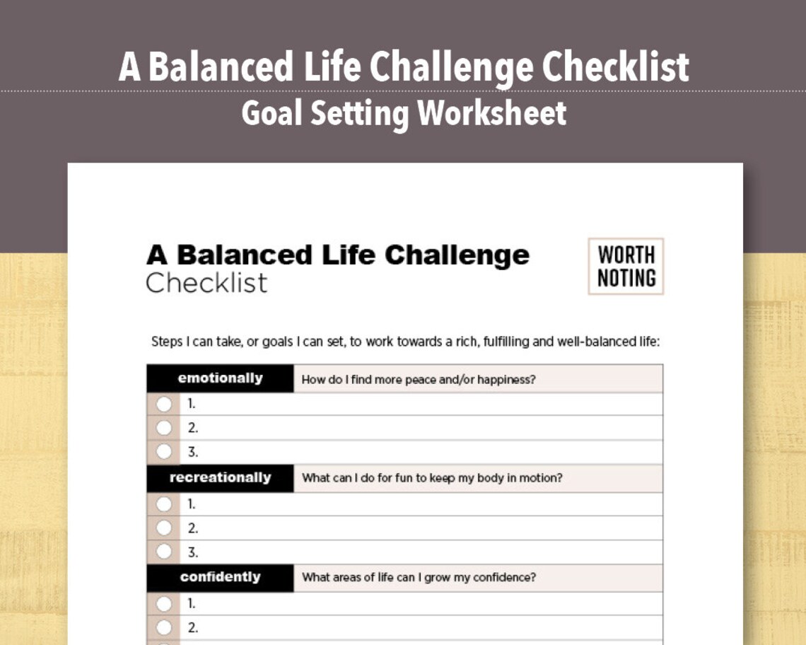 A Balanced Life Challenge Checklist Letter Size Printable ...