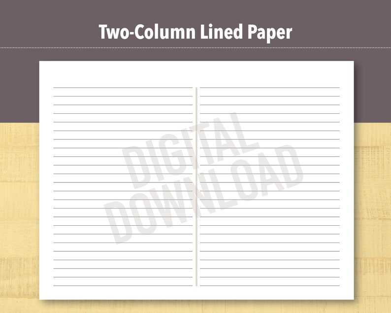 Horizontal Lined Paper: 1-4 Column Printable Insert (letter Size) (PDF ...