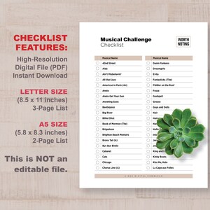 Musical Challenge Checklist! 80 Musicals Listed • Adventure Tracker ...