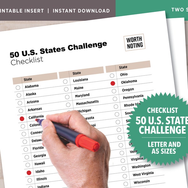 Usa States Bucket List - Etsy