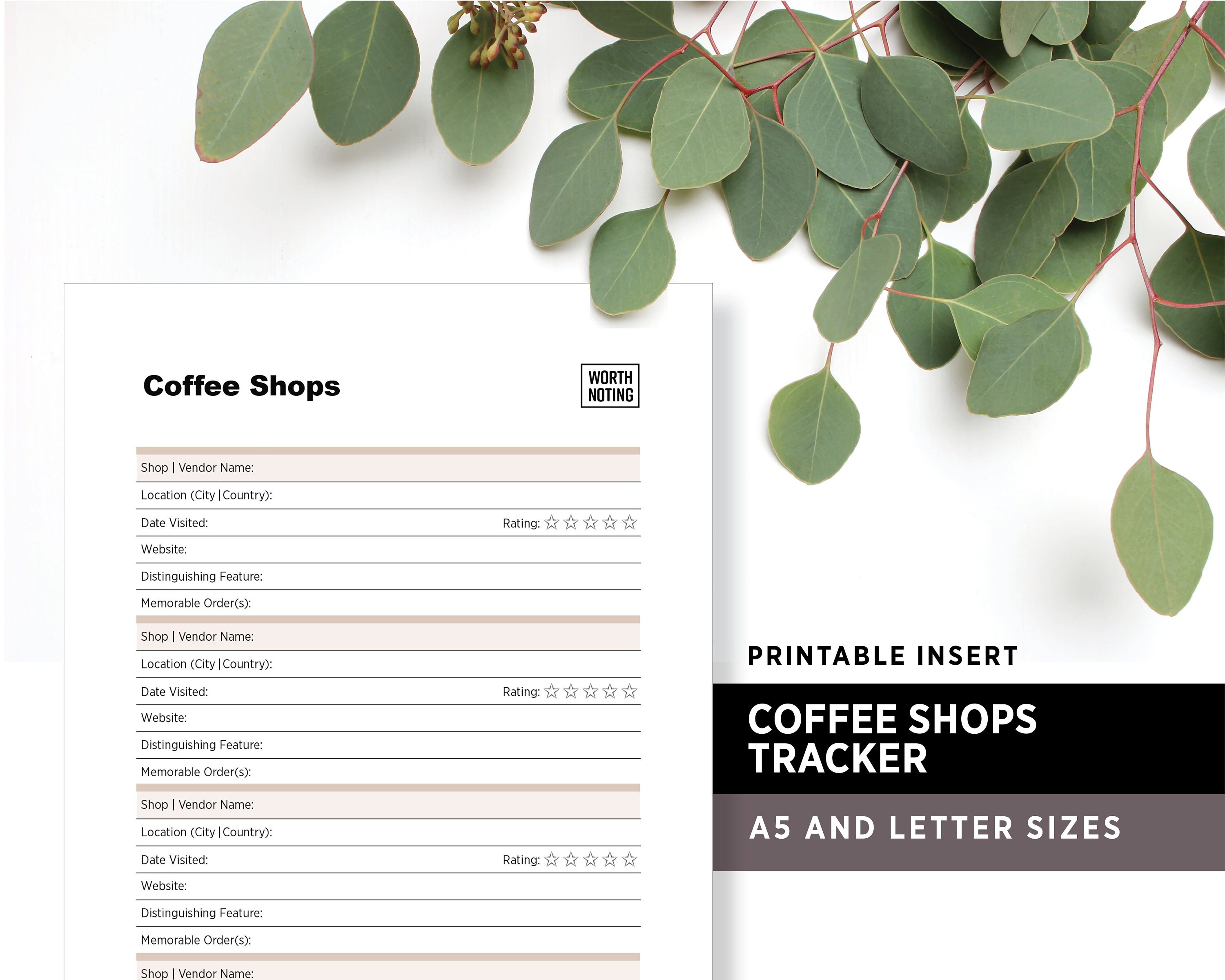 Coffee Shops Tracker & Memory Log Printable Insert - Etsy UK