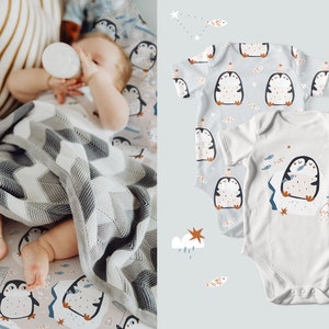 Arctic Penguin Clipart Set, Penguin Digital Paper, Winter Penguin ...