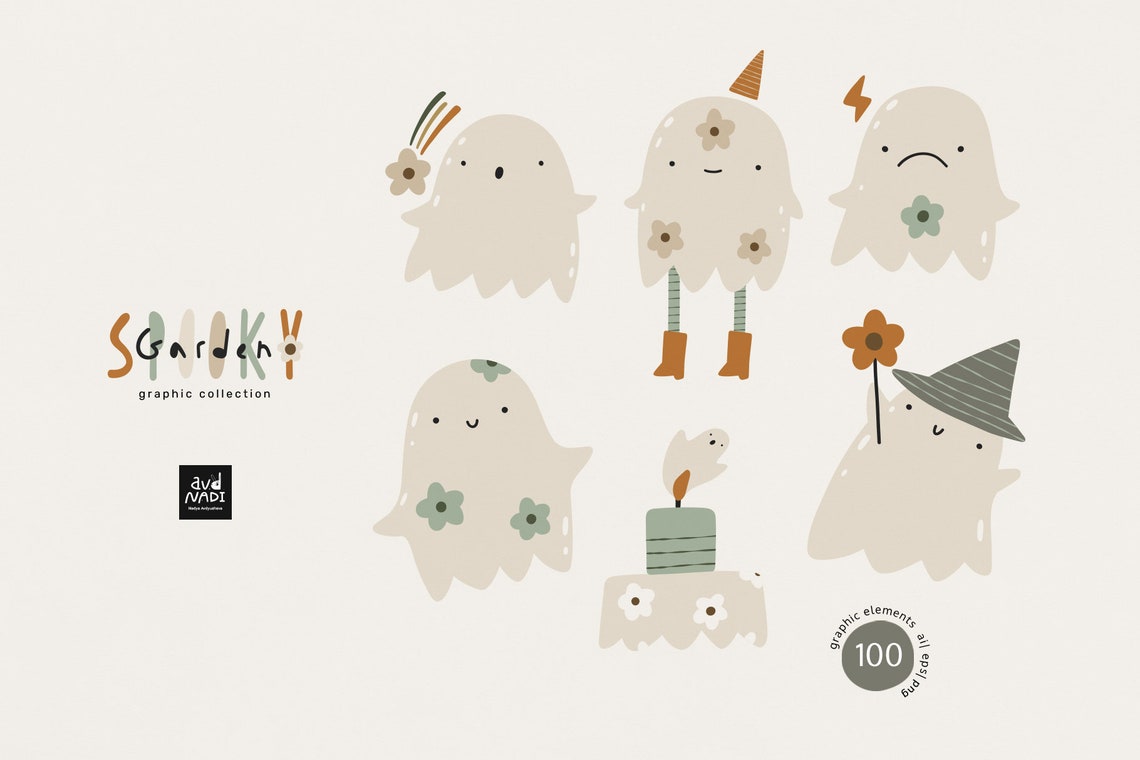 Spooky Halloween Clipart Set, Pumpkin Clipart, Cute Ghost Clipat ...