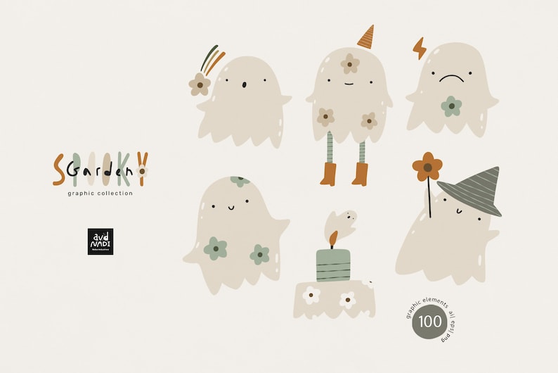 Spooky Halloween Clipart Set, Pumpkin Clipart, Cute Ghost Clipat ...