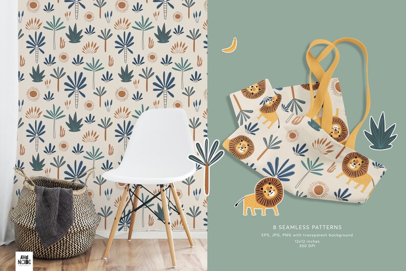 Safari Digital Paper Pack, Jungle Animals Seamless Pattern, Leopard ...