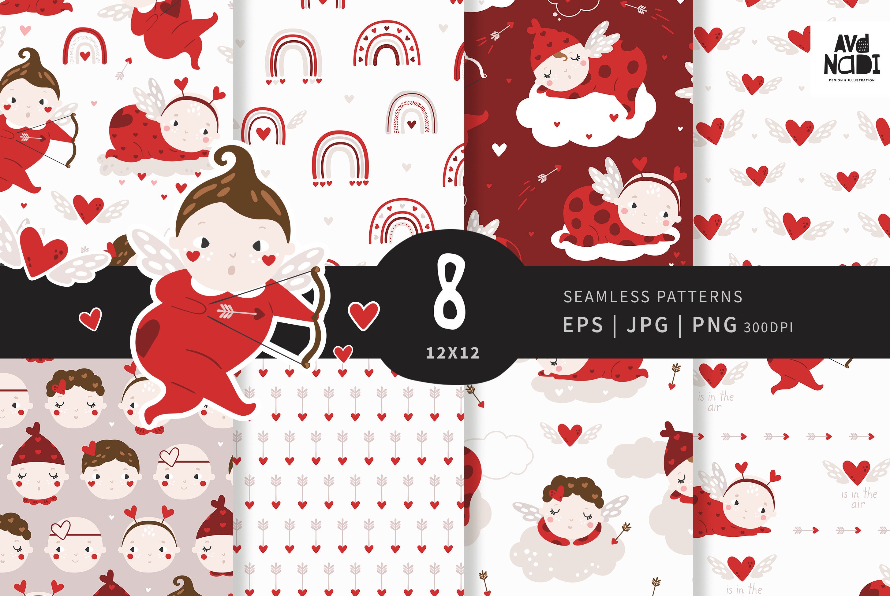 Love Seamless Pattern Baby Digital Paper Heart Background | Etsy