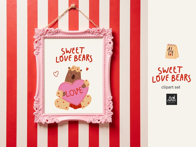 Valentine Bears Clipart, Love Bear PNG EPS, Sweet Love Bears ...
