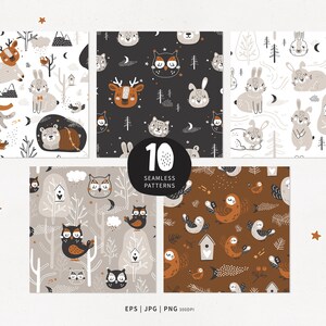 Winter Digital Paper, Woodland Animals Seamless Pattern, Christmas ...