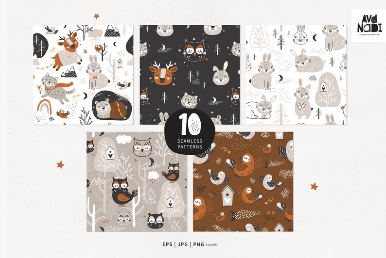 Winter Digital Paper Woodland Animals Seamless Pattern - Etsy