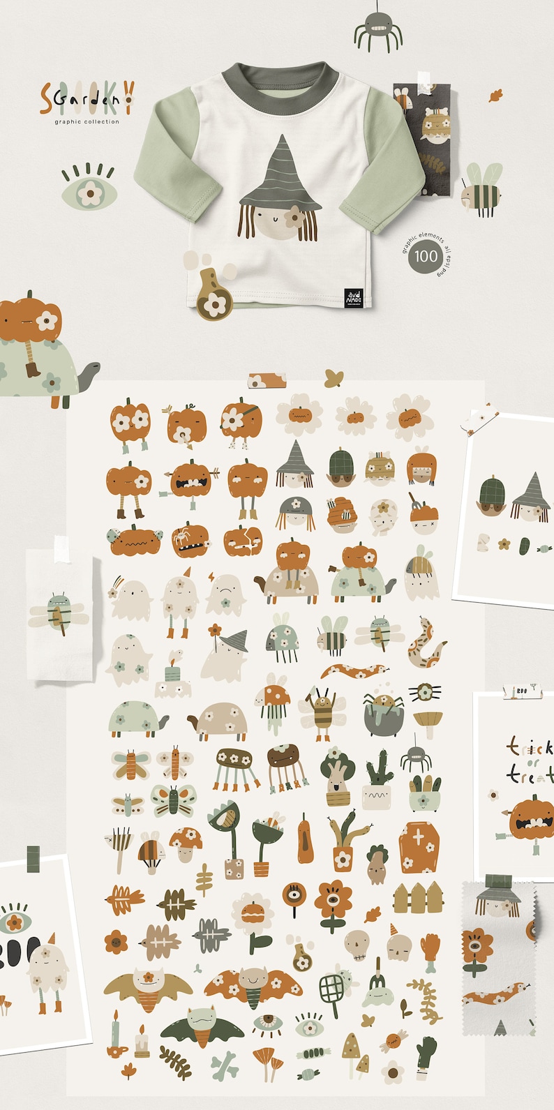 Spooky Halloween Clipart Set, Pumpkin Clipart, Cute Ghost Clipat ...