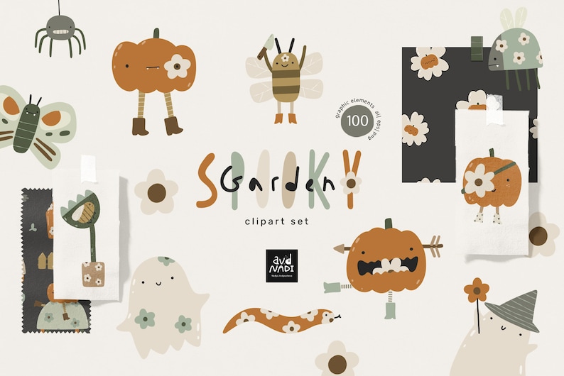 Spooky Halloween Clipart Set, Pumpkin Clipart, Cute Ghost Clipat ...