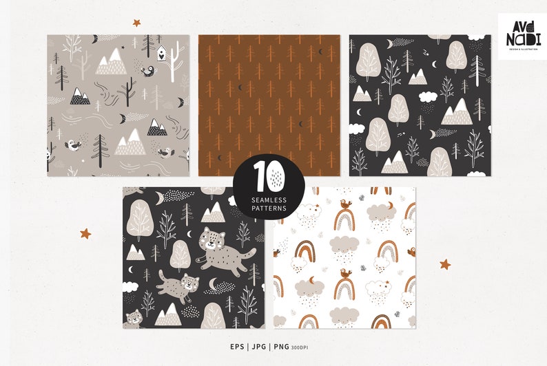 Winter Digital Paper Woodland Animals Seamless Pattern - Etsy