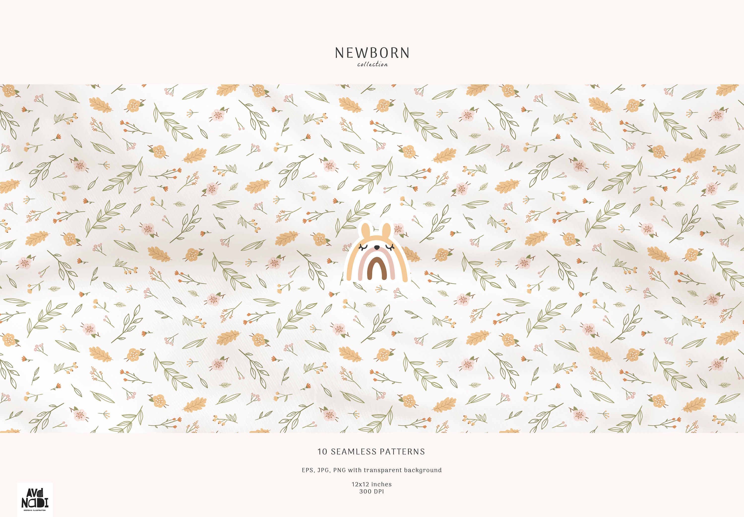 Newborn Digital Paper Pack Baby Seamless Pattern Floral - Etsy