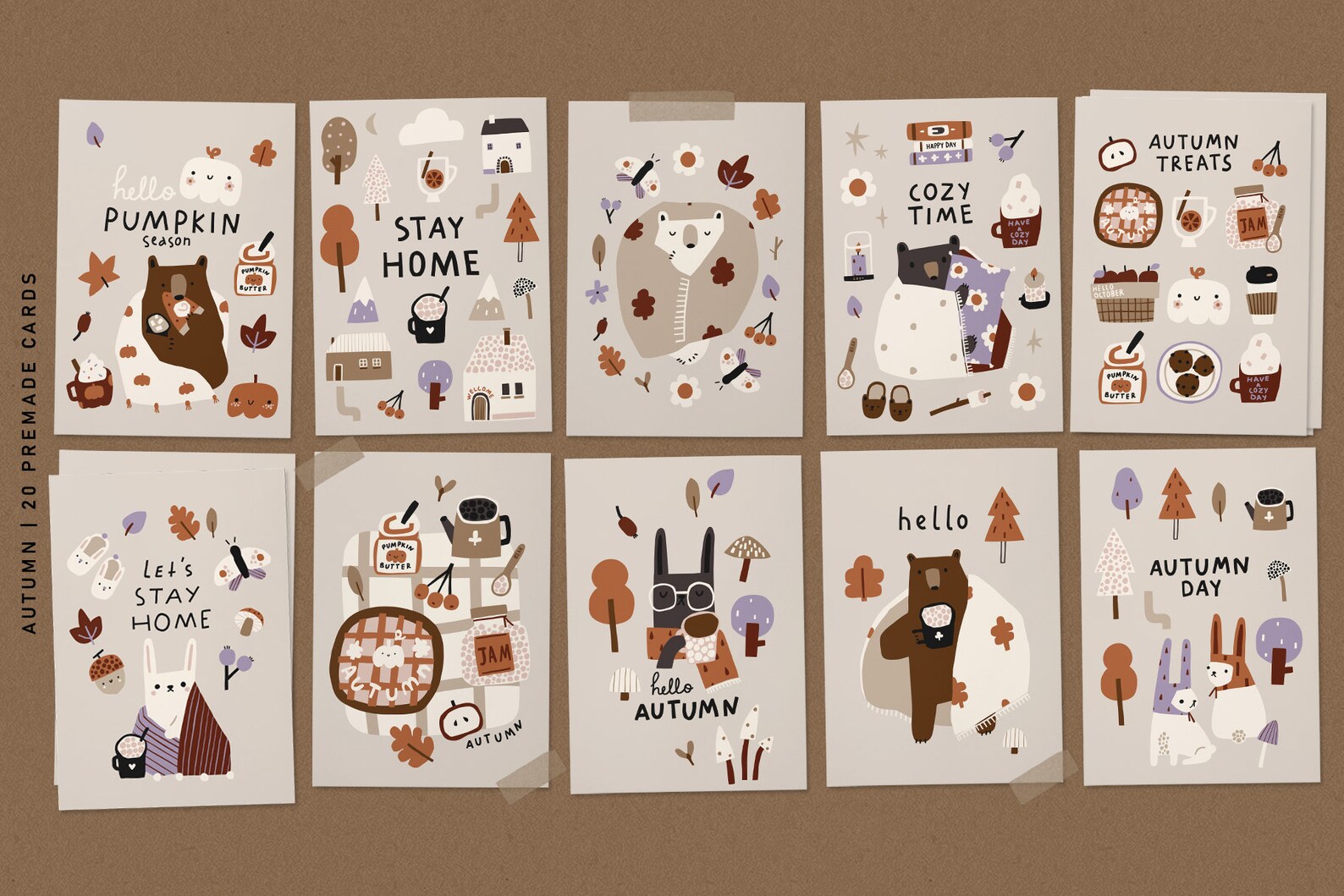 Cozy Autumn Clipart and Fall Seamless Patterns, Forest Animals Cliart ...