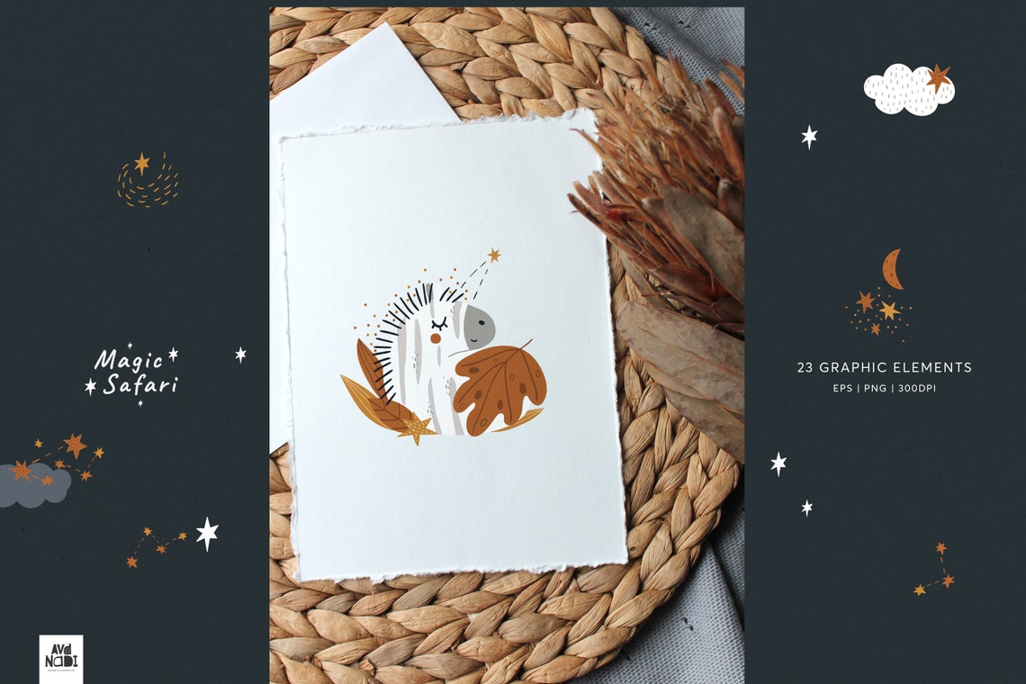 Magic Zebra Clipart Set, Baby Animal Clipart, Safari Animals Clipart ...