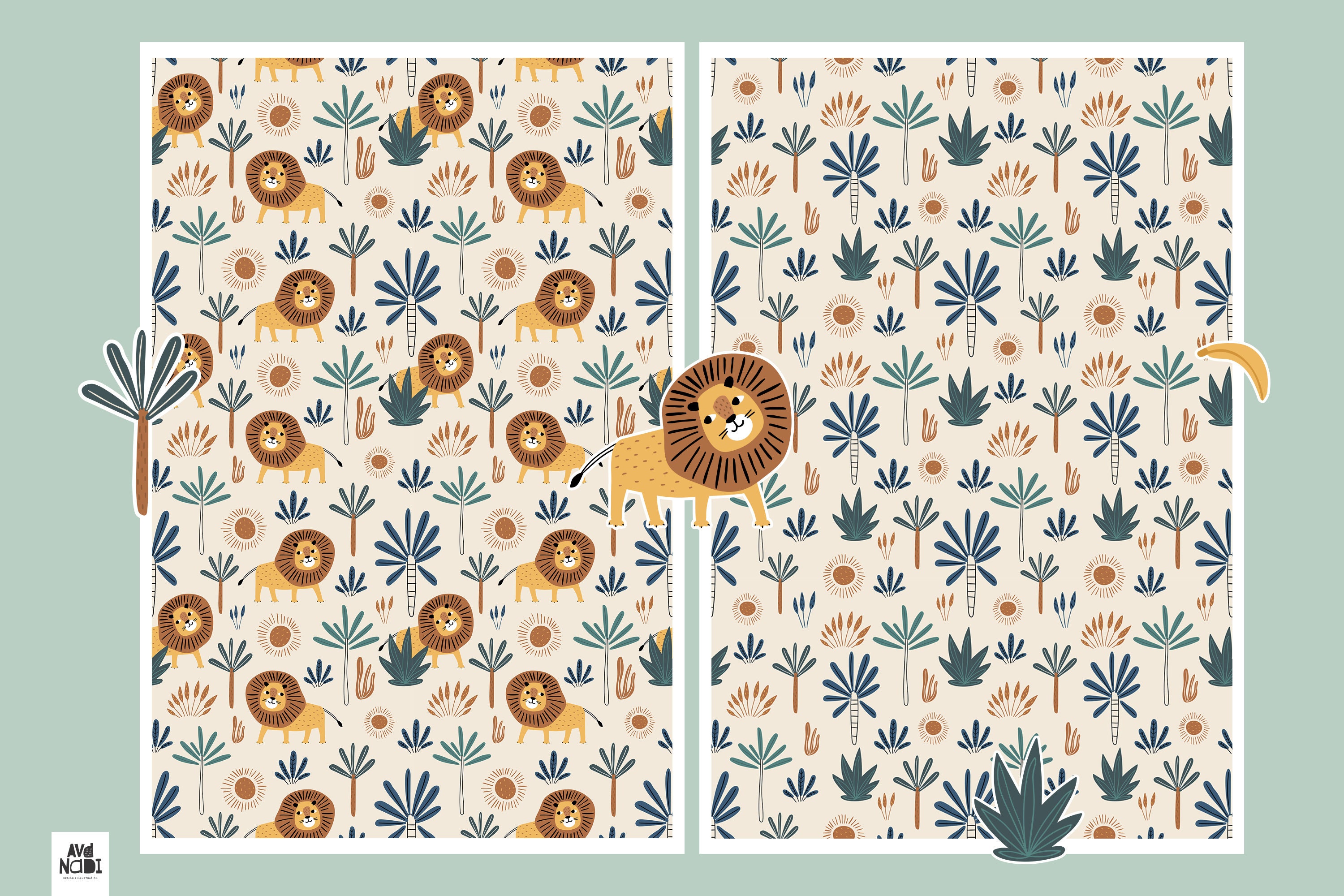 Safari Digital Paper Pack, Jungle Animals Seamless Pattern, Leopard ...