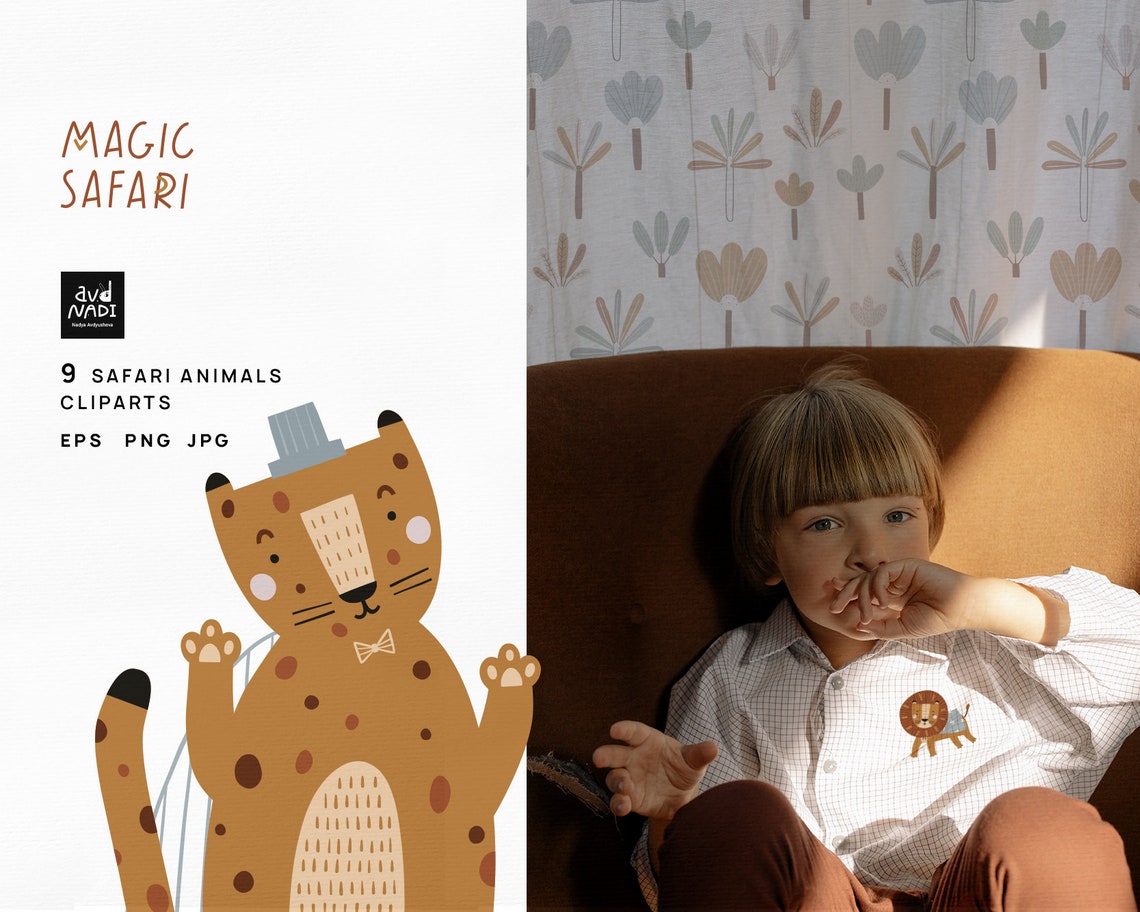 Magic Safari Animals Clipart, Baby Animal Png, Safari Nursery, Lion ...