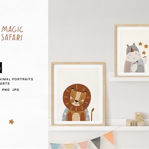 Safari Animals Clipart Set, Cute Baby Animals Png, Leopard Png, Lion ...