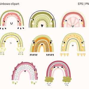 Fruity Rainbow Clipart – Watermelon, Lemon, Strawberry, Kiwi – Boho ...