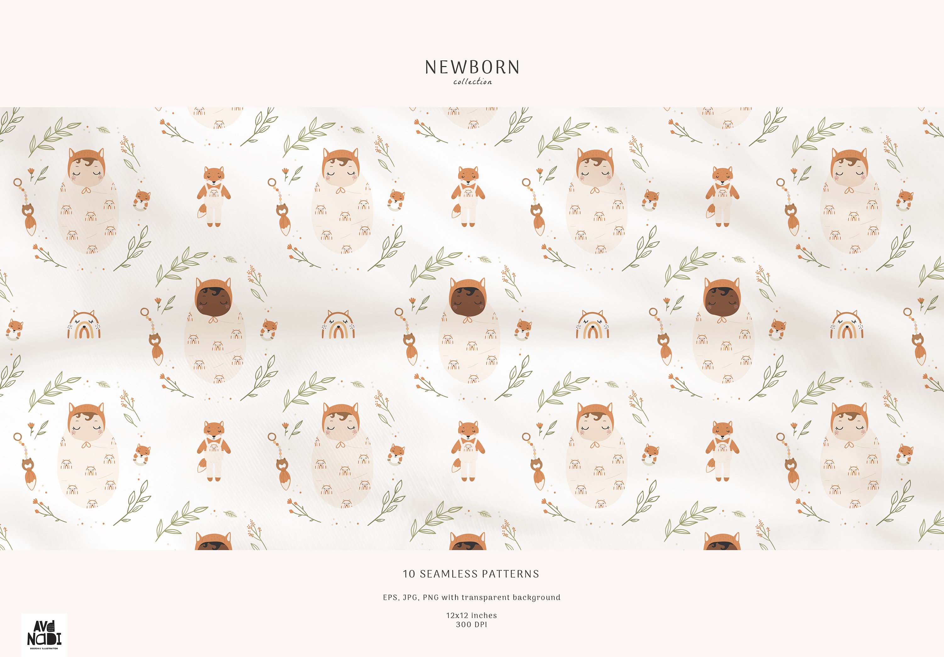 Newborn Digital Paper Pack Baby Seamless Pattern Floral - Etsy