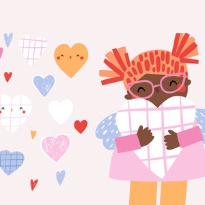 Colorful Kids Valentine Clipart Set, Valentine Png, Heart Png ...