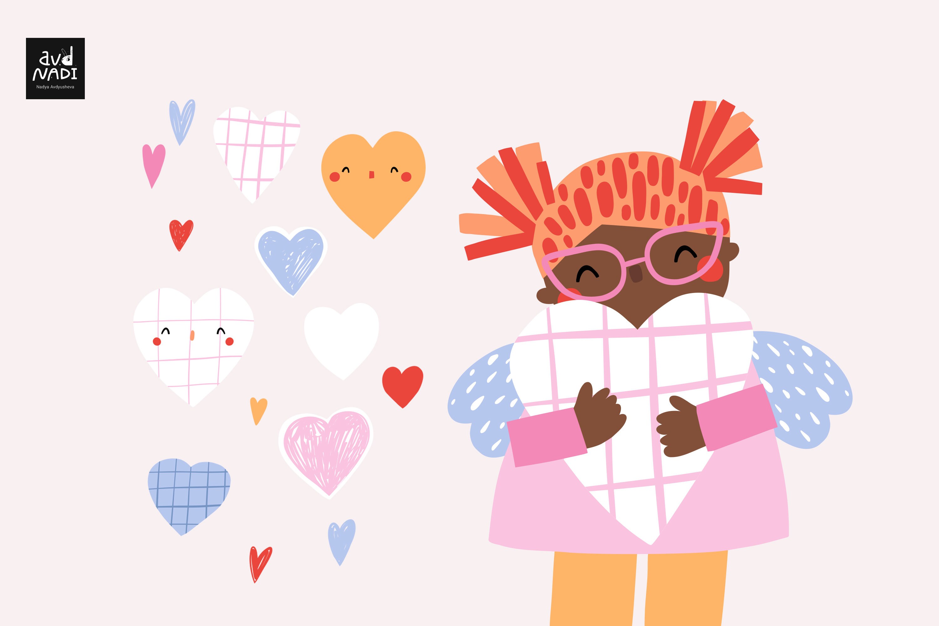 Colorful Kids Valentine Clipart Set, Valentine Png, Heart Png ...