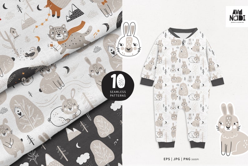 Winter Digital Paper Woodland Animals Seamless Pattern - Etsy