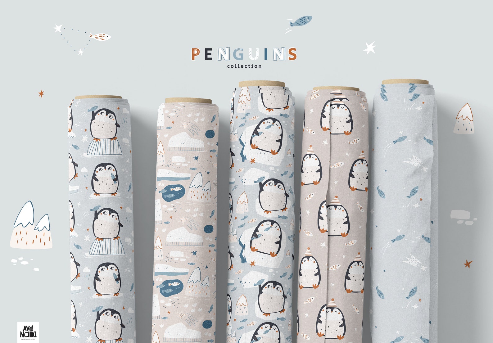 Arctic Penguin Clipart Set, Penguin Digital Paper, Winter Penguin ...