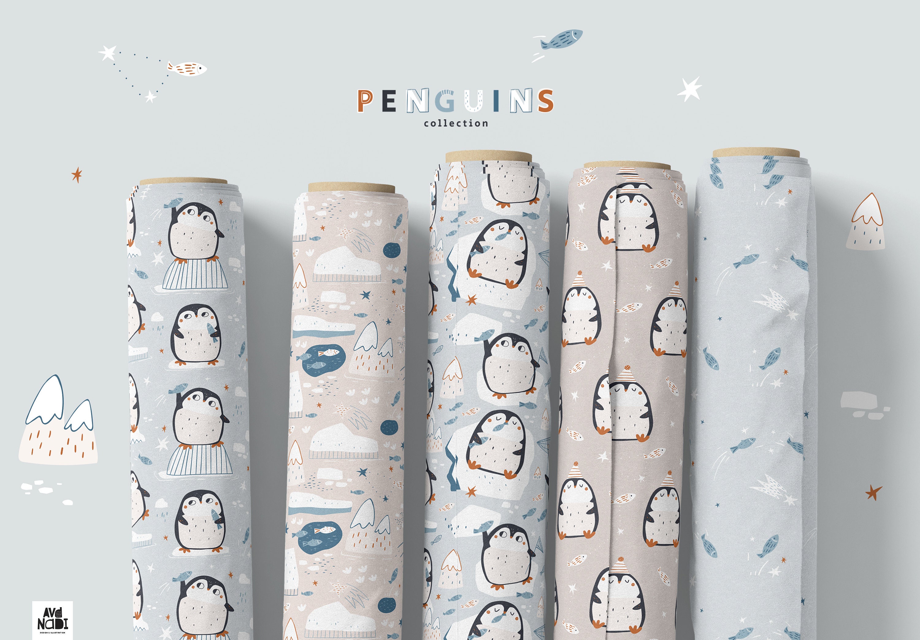 Arctic Penguin Clipart Set, Penguin Digital Paper, Winter Penguin ...