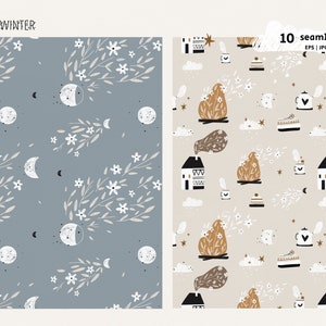 Winter Digital Paper, Cozy Winter Seamless Pattern, Woodland Animals ...