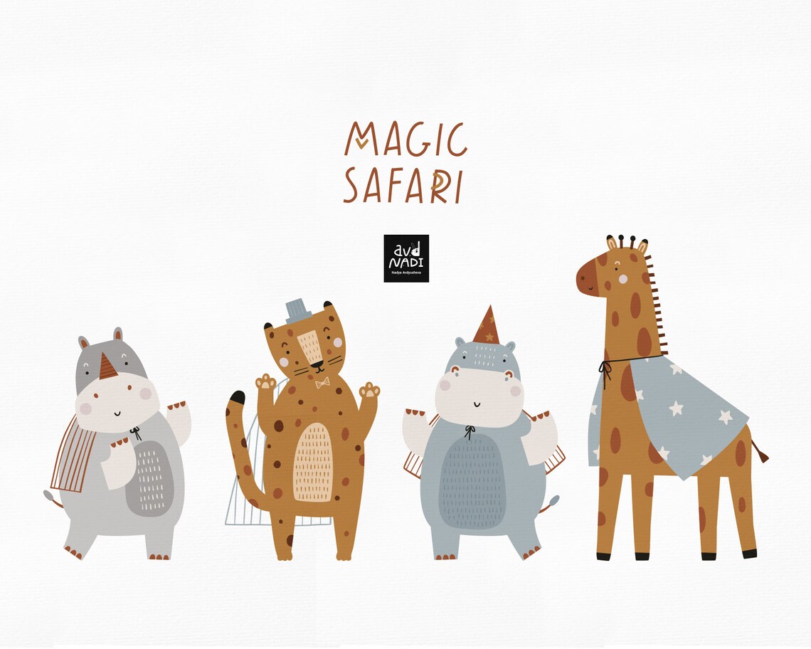Magic Safari Animals Clipart, Baby Animal Png, Safari Nursery, Lion ...